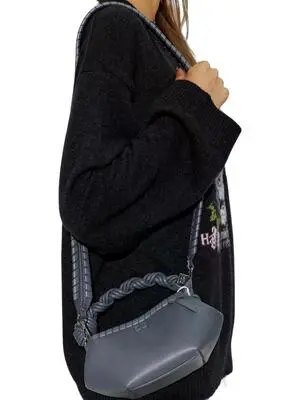 GANNI GANNI Bou Tote Bag With Braided Top Handle Grey