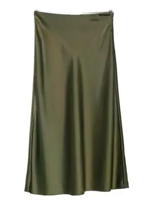 MAISON123 Satin Finish Flared Maxi Skirt - Green