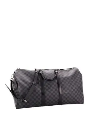 LOUIS VUITTON Keepall Bandouliere 55 Travel Bag In Damier Graphite - Black