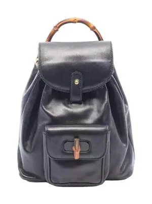Gucci Bamboo Line Leather Backpack - Black