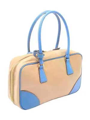 Prada PRADA Two-Tone Triangle Logo Handbag Neutrals