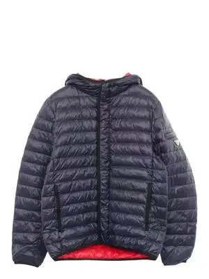 Prada Logo Plaque Hooded Down Jacket - Blue