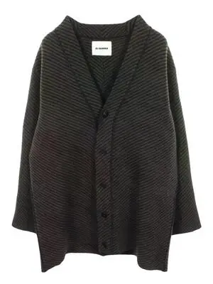 JIL SANDER Striped Wool Cardigan - Green