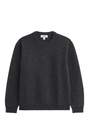 Cos Boiled Merino Wool Crew-Neck Sweater Gray