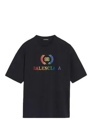 Balenciaga Bb Rainbow Logo T-shirt - Black