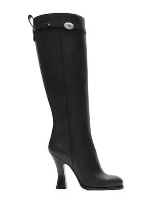 Burberry Burberry Leather Pillar Knee-High Boots Black