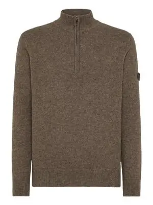 Peuterey Trebe Half-zip Knitwear In Yak Wool Blend - Iron