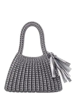 GUNES SWIM Metallic Crocheted Handbag With Tassel Detail - Grey