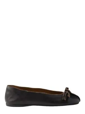 Prada Antiqued Leather Ballerinas - Espresso