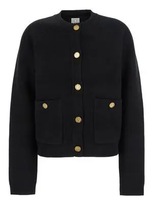 TOTEME Totême Long Sleeved Knitted Cardigan Black