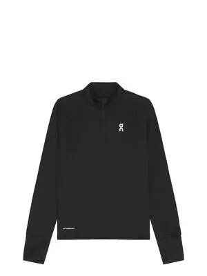 On Climate Shirt With Half Zip And Stand Collar - Black