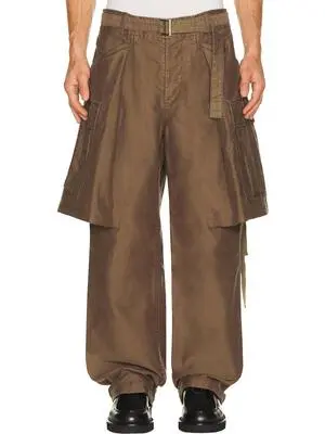 Sacai Sueded Cotton Belted Cargo Pants - Brown