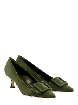 Manolo Blahnik Maysale Suede Pumps - Green