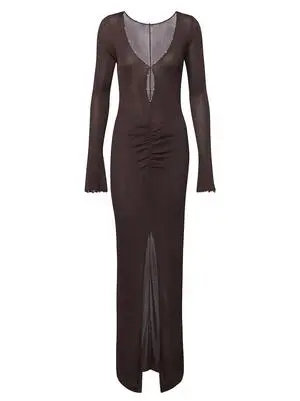 DE LA VALI De La Vali Elisia Ribbed-Knit Ruched Maxi Dress