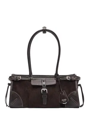 Prada Medium Corduroy Shoulder Bag - Brown