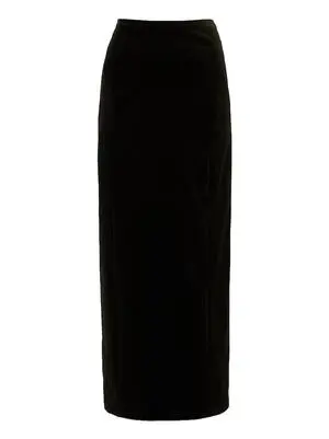JIL SANDER Cotton Velvet Maxi Skirt - Green