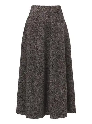 Agnona Cashmere, Silk, And Wool Midi Skirt - Brown