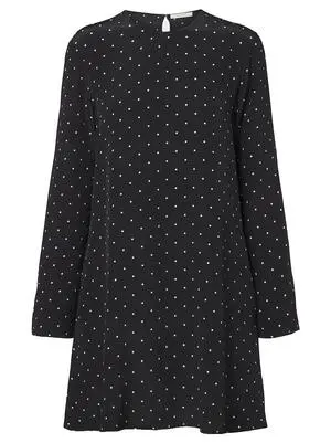 Asceno Larissa Polka-dot Silk Mini Dress - Black