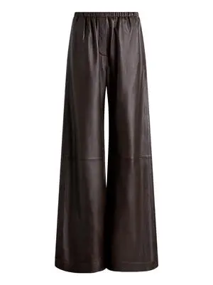 Scanlan Theodore Leather Wide Leg Trousers - Cafe