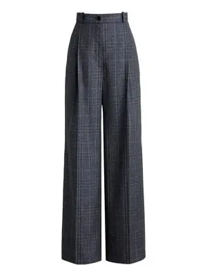 Scanlan Theodore Plaid Wide Leg Trousers - Navy