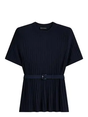 Scanlan Theodore Pleated Rib Top - Navy