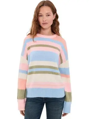 GUIZIO Hawley Striped Crew Neck Sweater - Peach Multi