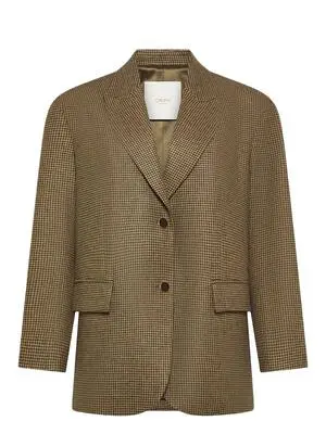 CRUNA Houndstooth Blazer With Notch Lapel - Brown