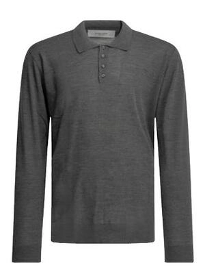 GOLDEN GOOSE Wool Polo Shirt Sweater - Grey