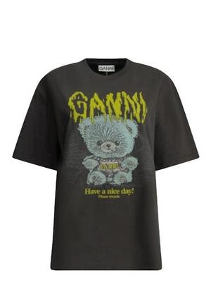 GANNI Forest Teddy Crewneck Sweat-shirt T-shirt - Black