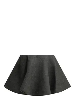GANNI Ganni Flared Wool Mini Skirt Grey