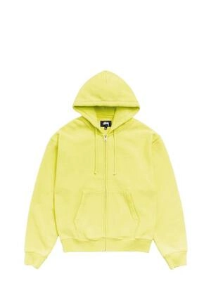 StÜssy Cursive Applique Zip Hoodie - Lime