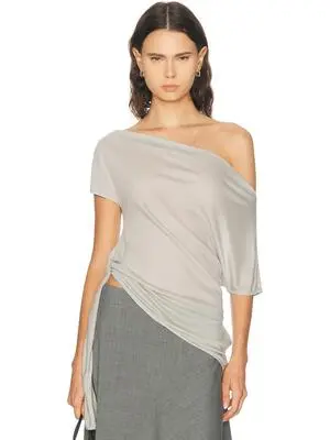 ST. AGNI Fine Jersey Off-shoulder Top - Soft Ash