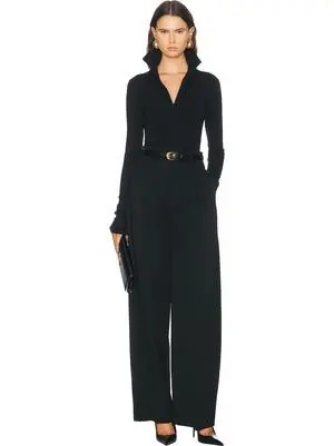 MUGLER Quarter Zip Top With Standing Collar - Black