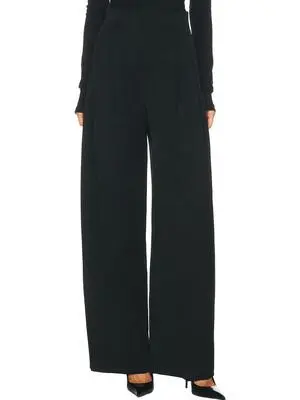 MUGLER High Waist Masculine Straight Wool Trousers - Black