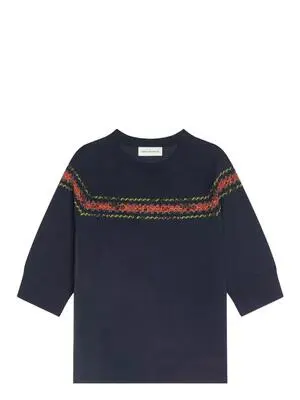 Dries Van Noten DRIES VAN NOTEN Embroidered Wool Sweater Blue