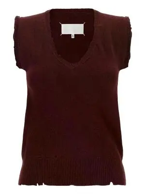 MAISON MARGIELA Distressed Four Stitches Vest - Red