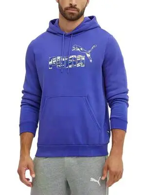 PUMA Logo Print Drawstring Hoodie - Blue