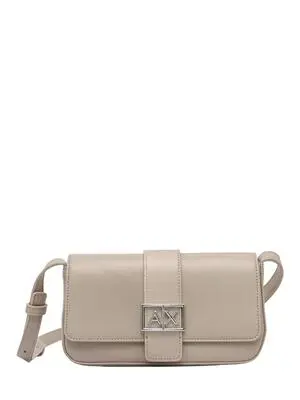 Armani Exchange Logo Plaque Crossbody Bag - Neutrals