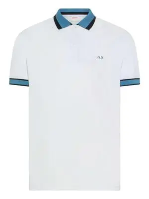 SUN 68 Logo-embroidered Contrast-trim Polo Shirt - White