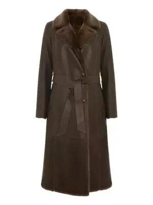 BIGARDINI BIGARDINI Luisa Belted Shearling-Trimmed Coat