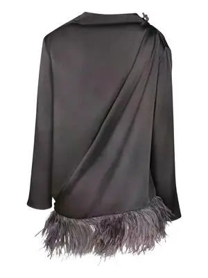 Fabiana Filippi Feather Trim Draped Top - Grey