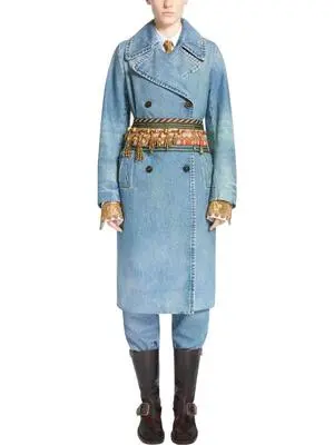 Dries Van Noten Double-breasted Denim Coat - Blue