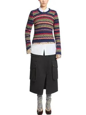 Dries Van Noten DRIES VAN NOTEN Jacquard Wool Crew Neck Sweater Blue
