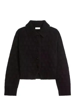 Dries Van Noten Textured Wool Cardigan With Puff Stitch Detail - Black