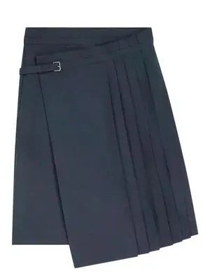 Dries Van Noten Pleated Wool Kilt - Blue