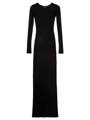 7 For All Mankind Maxi Fitted Long-sleeve Dress - Black