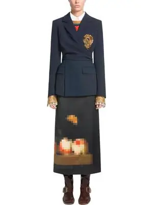 Dries Van Noten Embroidered Crepe Blazer - Blue