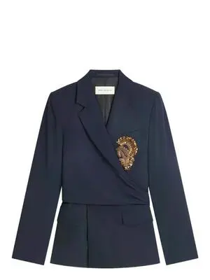 Dries Van Noten Embroidered Crepe Blazer - Blue