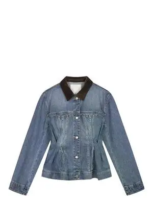 JNBY JNBY Pleated Corduroy Collar Denim Jacket
