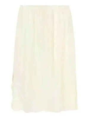 LESS LESS Appliqué Scalloped-Hem Midi Skirt Neutrals